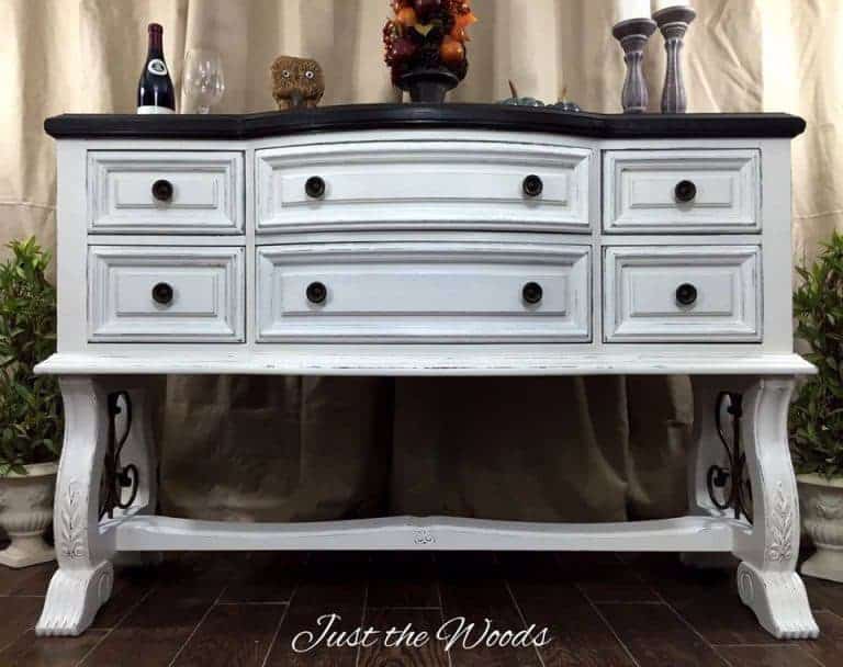 Timeless White Buffet Painted & Distressed by Just the Woods
