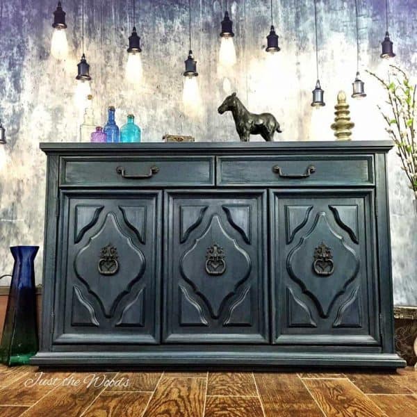 Vintage Painted Blue Buffet - Two Makeovers from One Cabinet