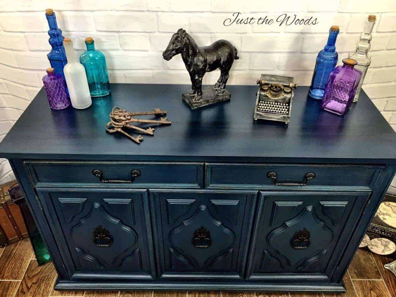Vintage Painted Blue Buffet - Two Makeovers from One Cabinet