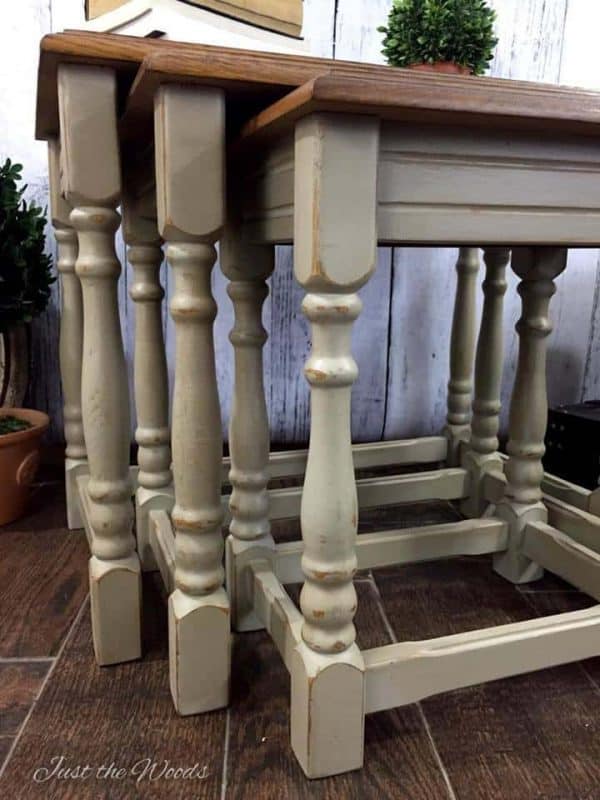 The Most Unique Way to Make Over Oak Stacking Tables