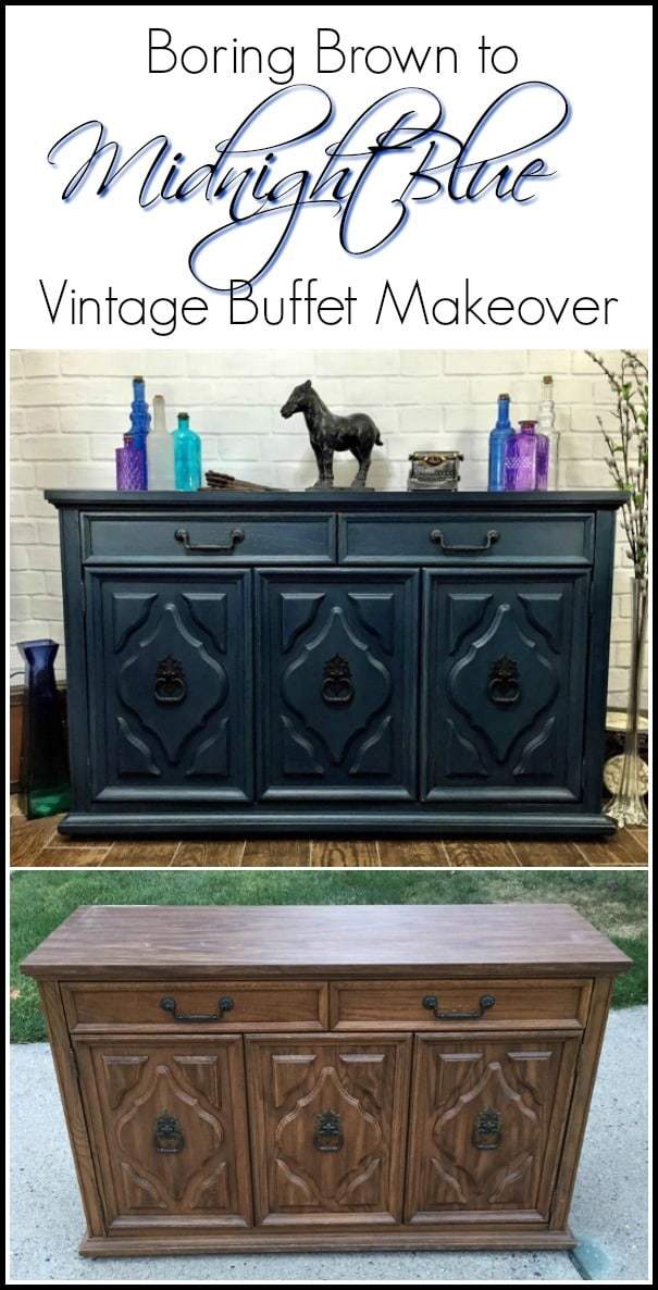 Vintage Painted Blue Buffet - Two Makeovers from One Cabinet