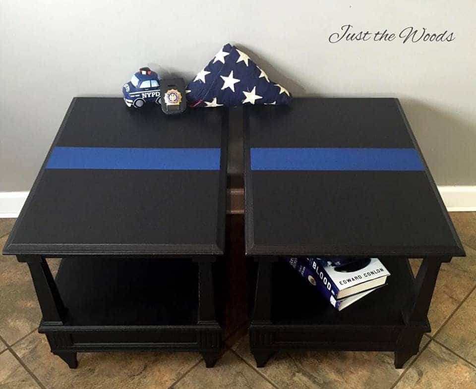 Thin Blue Line Hand Painted End Tables