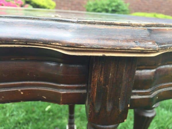 Antique parlor table makeover - How to Save Ugly Wood Grain