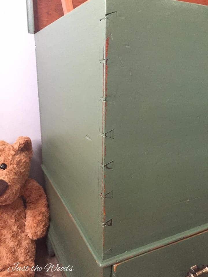 Antique Storage Chest turned Into a Toy Box with Decoupaged Drawer