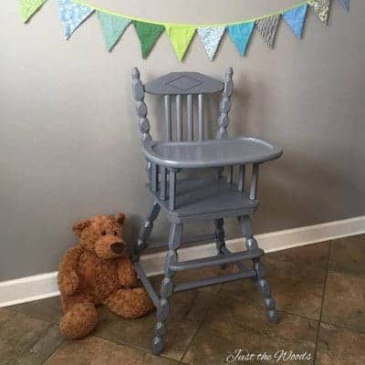 Baby safe! Hand painted high chair by Just the Woods