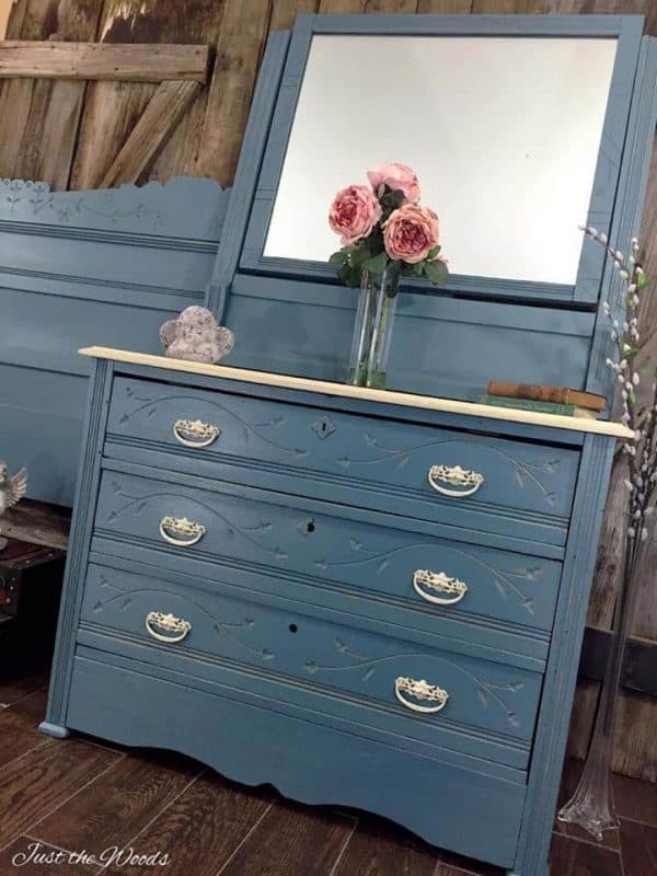 Cottage Style Painted Dresser Set Makeover of Antique Eastlake Furniture