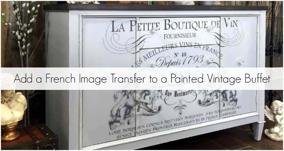 Image Transfer on Cloudy Gray Painted Vintage Buffet