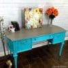 Painted Turquoise Desk with Gray Washed Top by Just the Woods