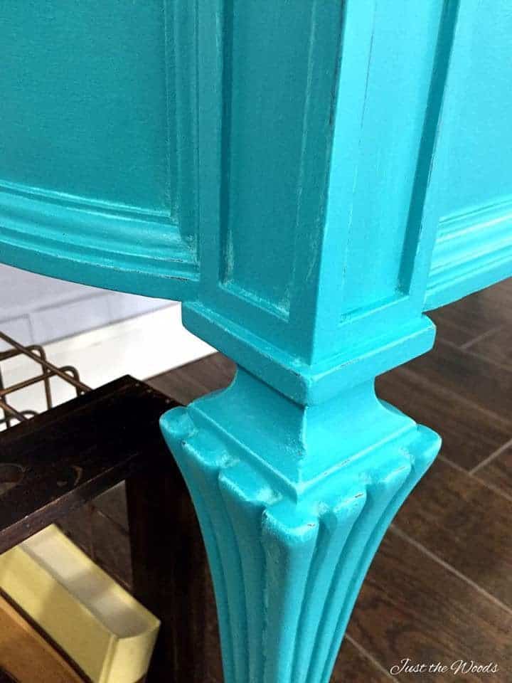 Painted Turquoise Desk with Gray Washed Top by Just the Woods