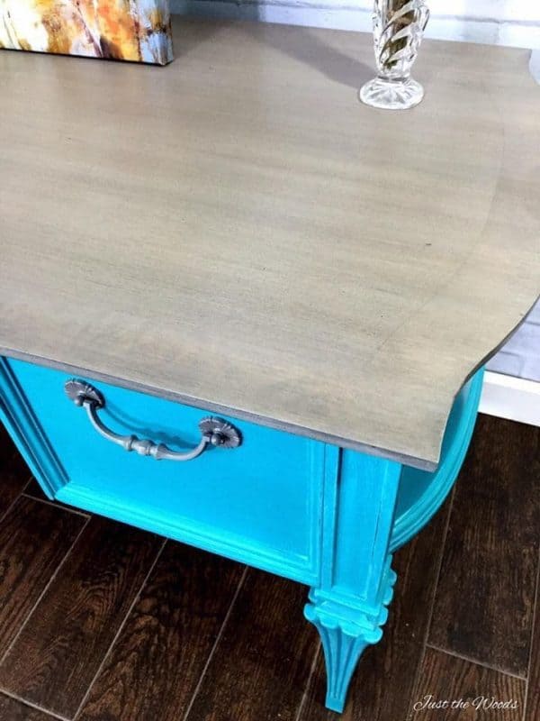 Painted Turquoise Desk with Gray Washed Top by Just the Woods