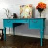 Painted Turquoise Desk with Gray Washed Top by Just the Woods