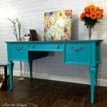 Painted Turquoise Desk with Gray Washed Top by Just the Woods
