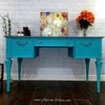 Painted Turquoise Desk with Gray Washed Top by Just the Woods
