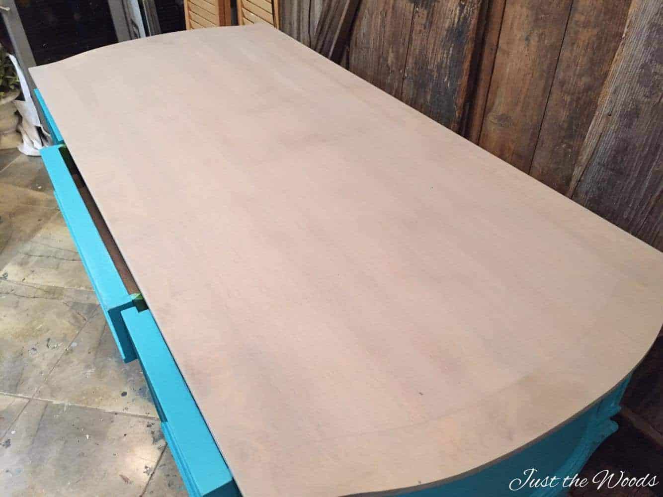 Painted Turquoise Desk with Gray Washed Top by Just the Woods