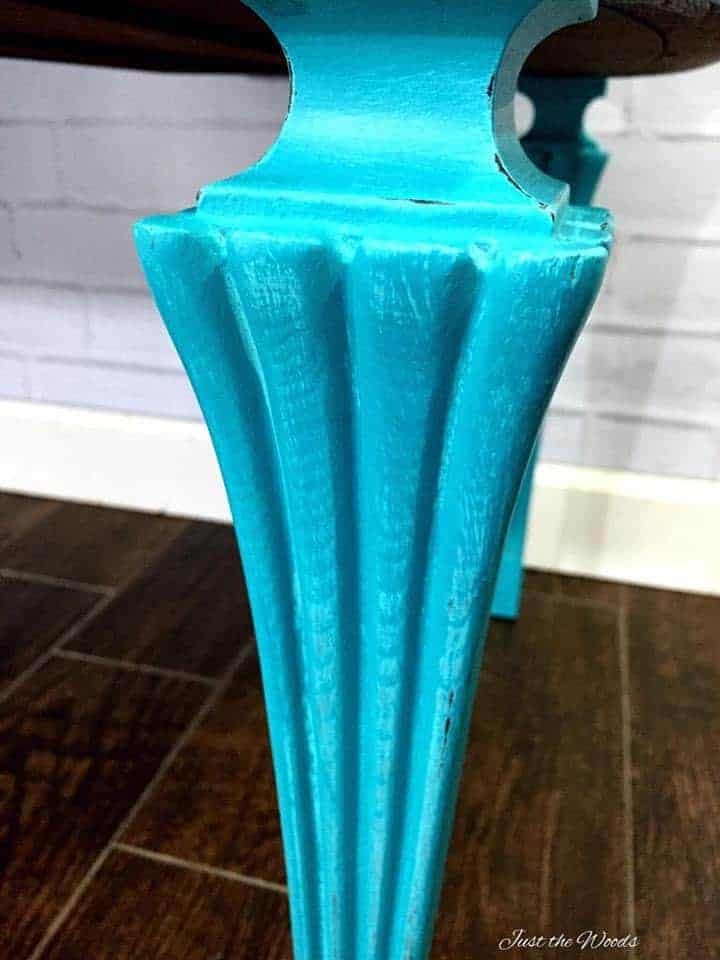 Painted Turquoise Desk with Gray Washed Top by Just the Woods