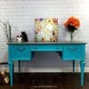 Painted Turquoise Desk with Gray Washed Top by Just the Woods