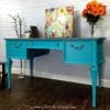Painted Turquoise Desk with Gray Washed Top by Just the Woods