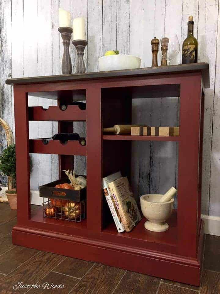 Red Rustic Kitchen Island