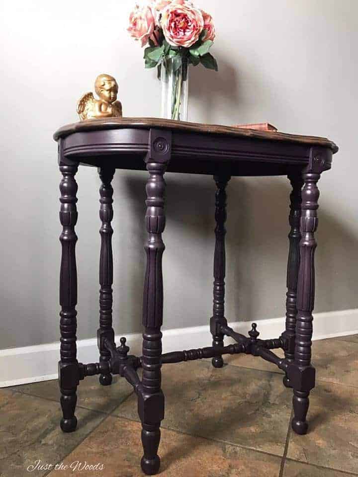 Antique Parlor Table Painted Custom Mixed Eggplant