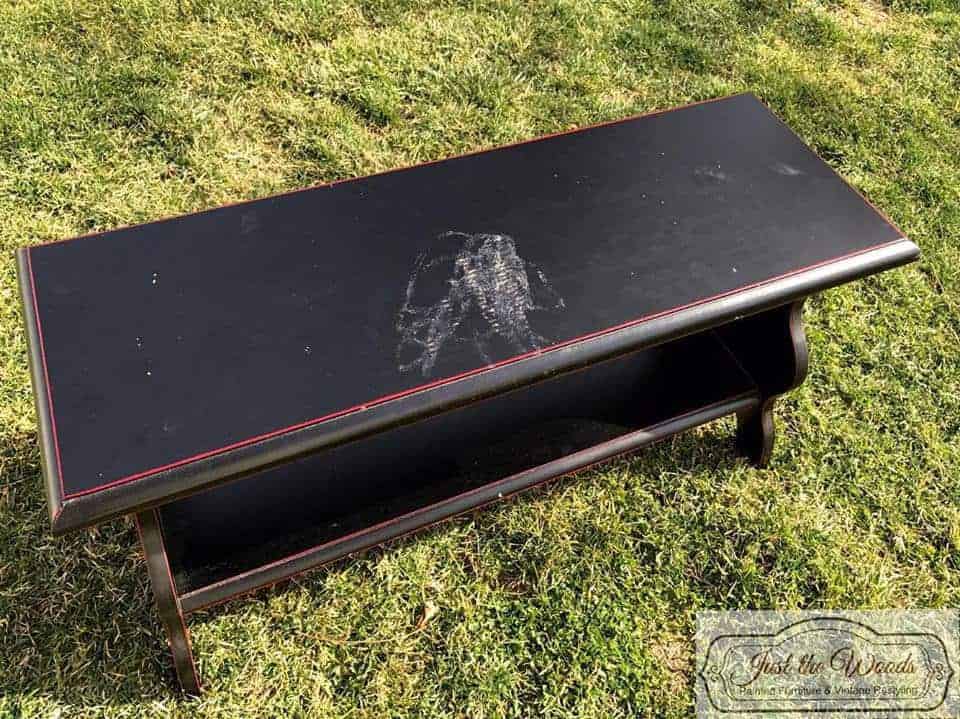 Painted Bench with French Stencil by Just the Woods