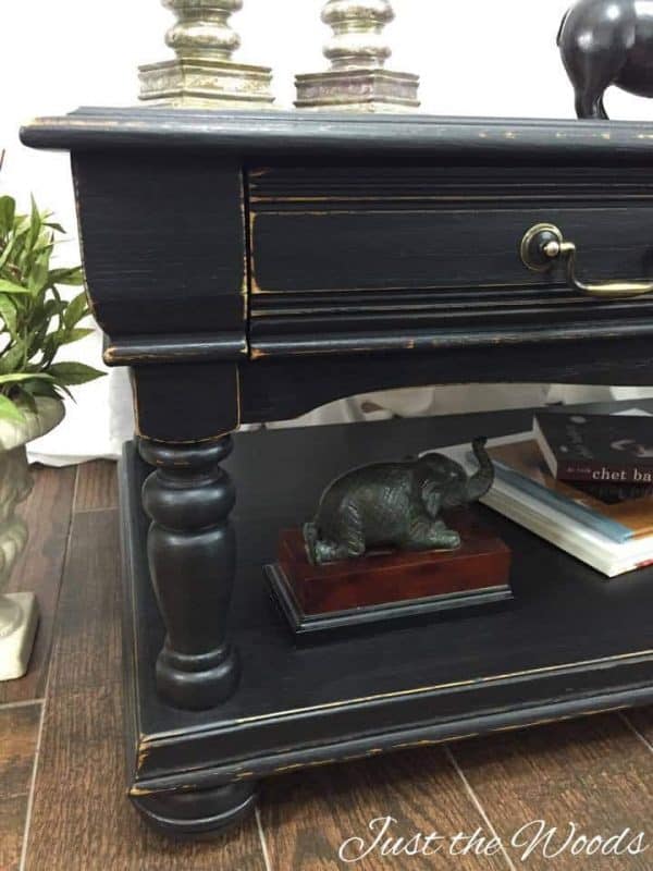 Distressed Coffee Table in Black and Tan by Just the Woods