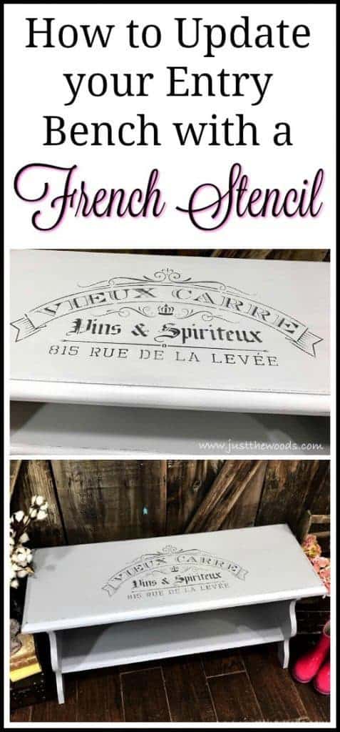 Painted Bench with French Stencil by Just the Woods