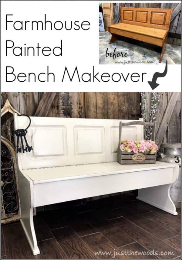 Farmhouse Painted Bench with Storage by Just the Woods