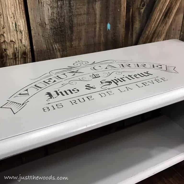 Painted Bench with French Stencil by Just the Woods