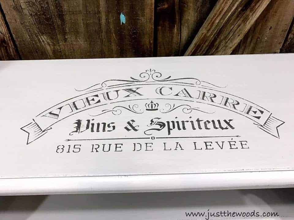 Painted Bench with French Stencil by Just the Woods