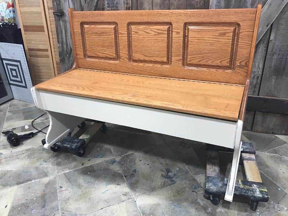 Farmhouse Painted Bench with Storage by Just the Woods