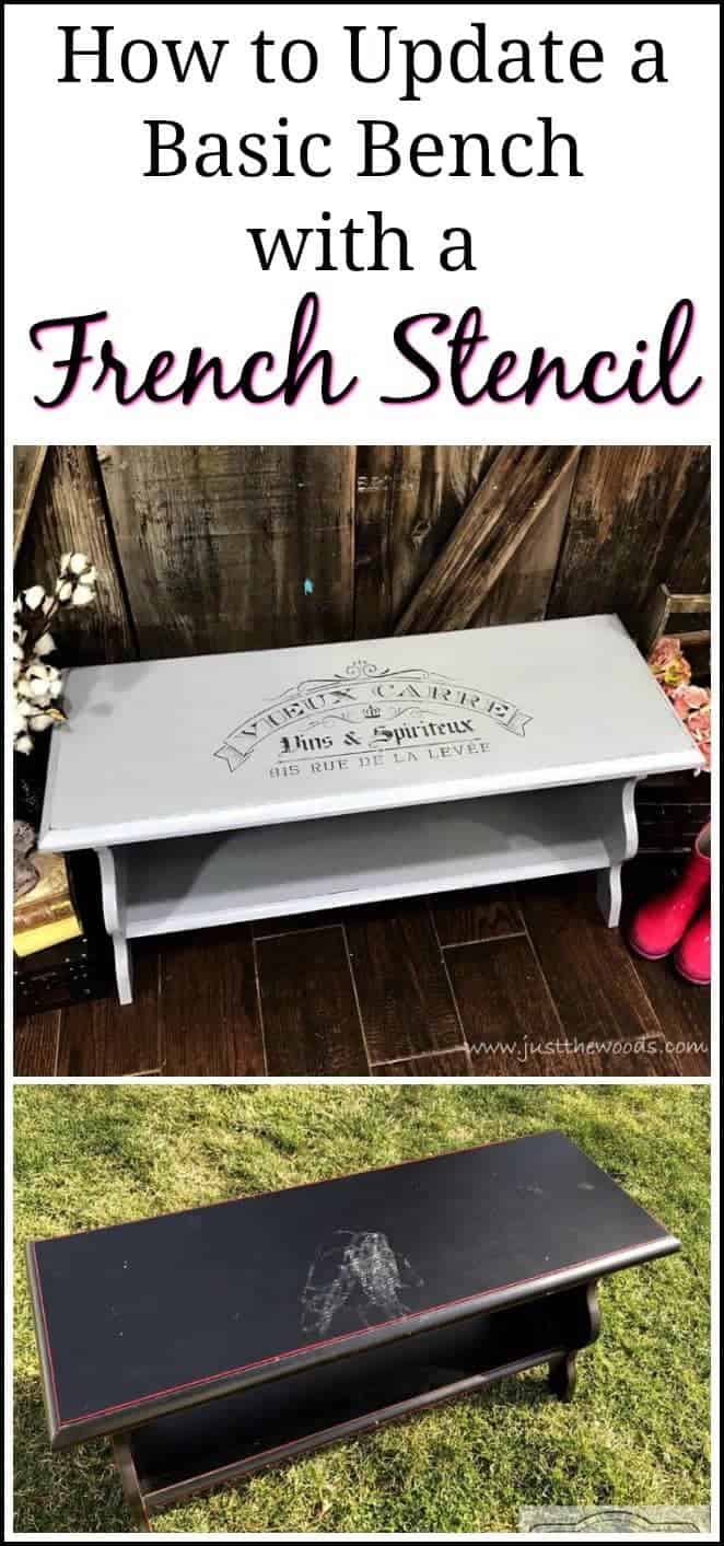 Painted Bench with French Stencil by Just the Woods