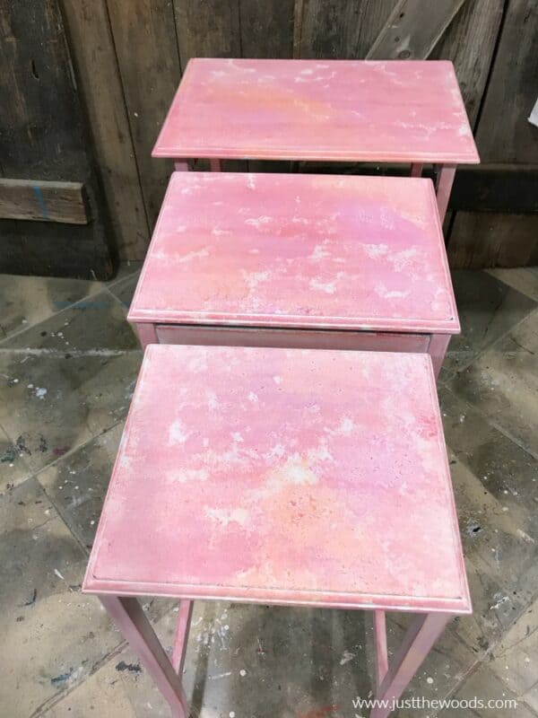 Nesting Tables Makeover with Unique Watercolor Look